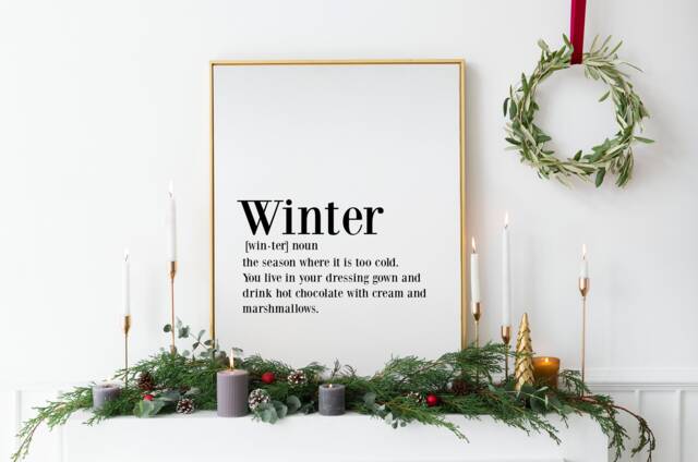 Winter Definition Print, Dictionary Wall Art, Seasonal Decor Poster by ...
