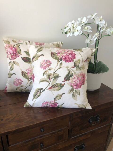 Handmade Reversible Cushion Laura Ashley Hydrangea Pink Floral Fabric ...