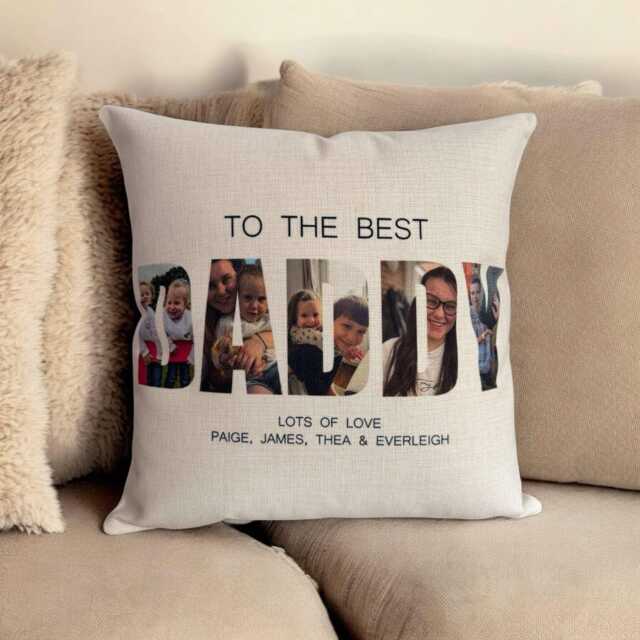 Personalised Dad Cushion Cover - Daddy Collage Photo Pillow Father's ...