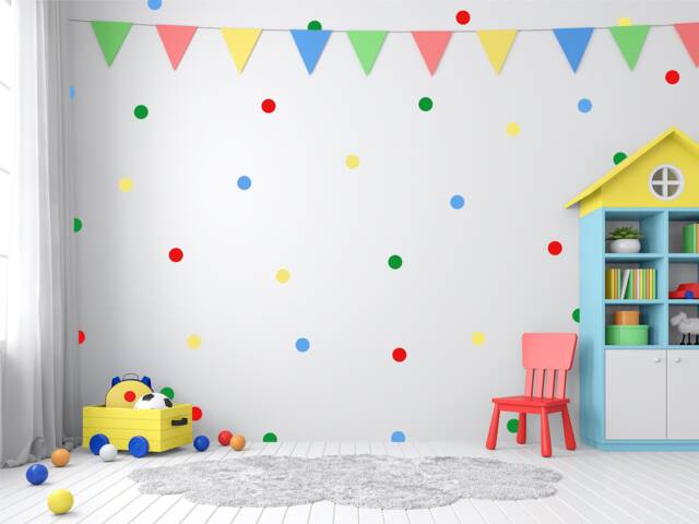 Polka Dot Wall Decals, 4 Colours, 72 Pack, Spotty Wallpaper Effect ...