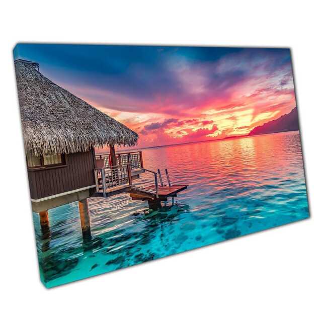 stunning Sunset Over Moorea Canvas Wall Art Print For Home Office Decor ...