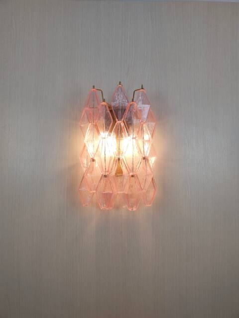 Murano Glass Polyhedral Wall Sconces in Light Pink Color by Etsy ...