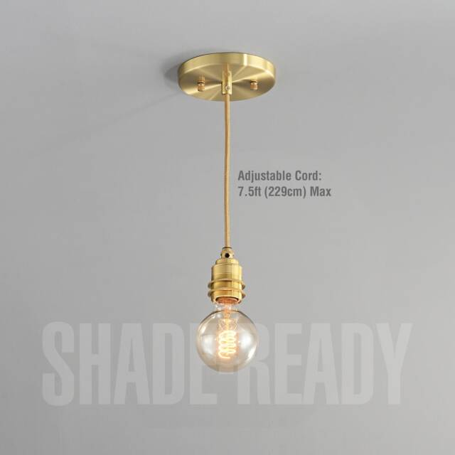 Robust Brass Threaded Socket Pendant Light With Fabric Cord - Shade ...