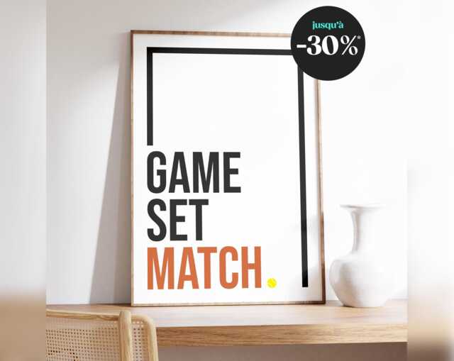 Tennis Game Set Match Poster - Sports Illustration Player Wall Decor ...