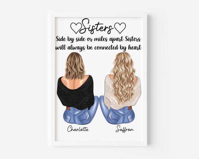 Personalised Sisters Print, Sister Quote Print, Personalised Gift For ...