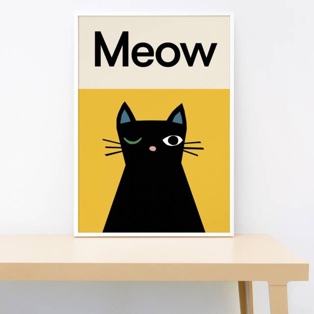 Meow - Cat Animal Sounds Print Print Nursery Wall Art Educational ...