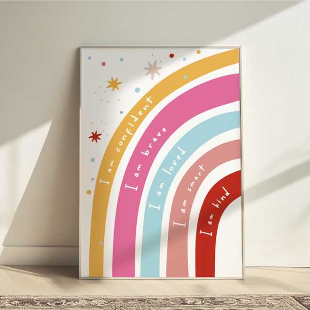 Positive Affirmation Quotes Rainbow Poster, Bright Colourful Print ...