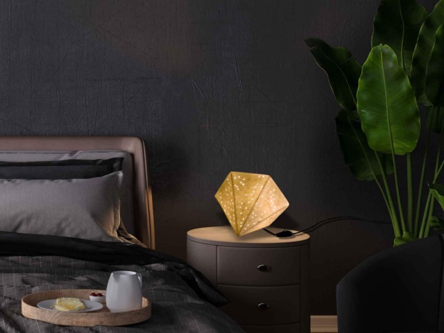 Set Of 2 Bedside Porcelain Lamps in A Shape Diamond, Night Light Lamps ...