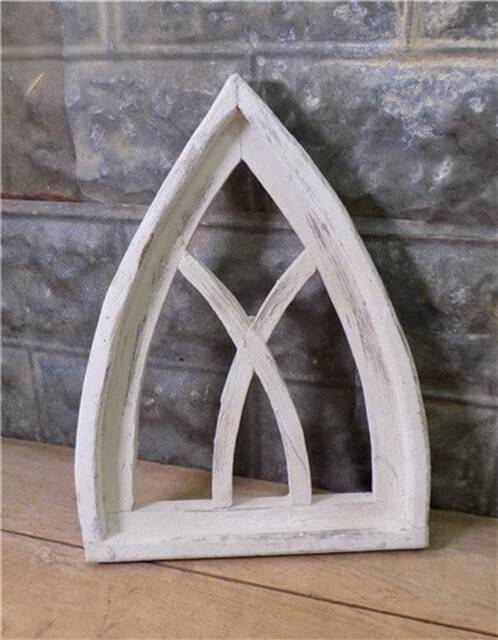 White Church Arched Window Frame, Distressed Farmhouse Wall Decor Art A ...