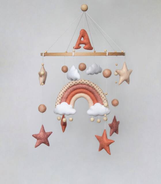 Baby Mobile With Rainbow & Stars - Mobile Baby Neutral Nursery For Girl ...