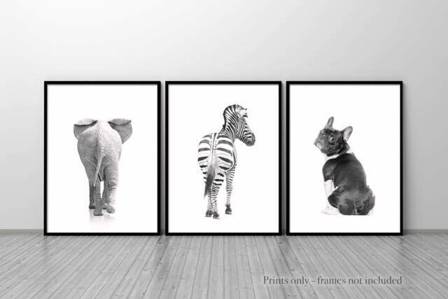 Animal Bum Prints, Set Of 1, 2, 3, 4, 5 Or 6 Prints, Minimalist Funny ...