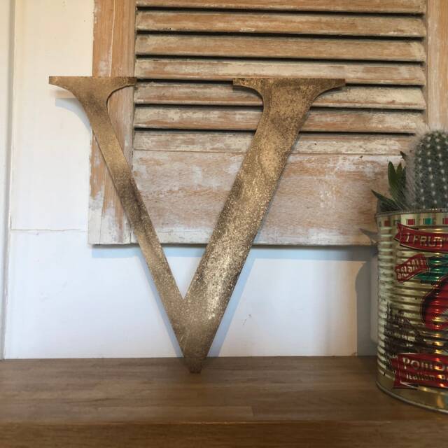 Gold Metal Letter V Rustic Distressed Home Decor - 12 Inch by Etsy ...