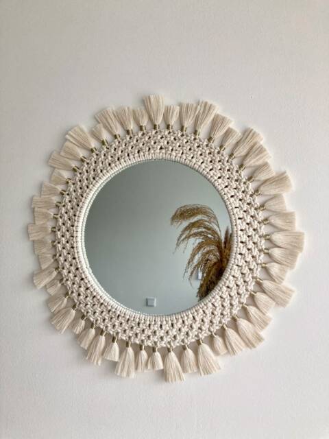 Macrame Bohemian Mirror With Tassels, Boho Chic Wall Hanging Mirror by ...