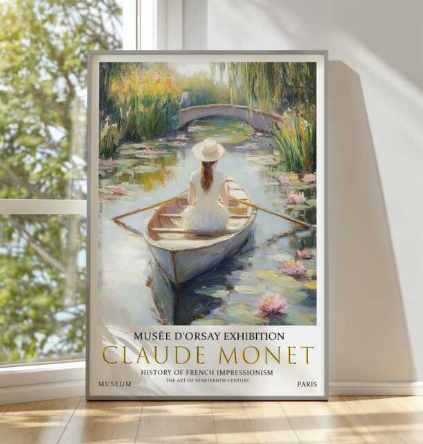 Claude Monet Art Print Lady in Boat, French Impressionist Landscape by ...