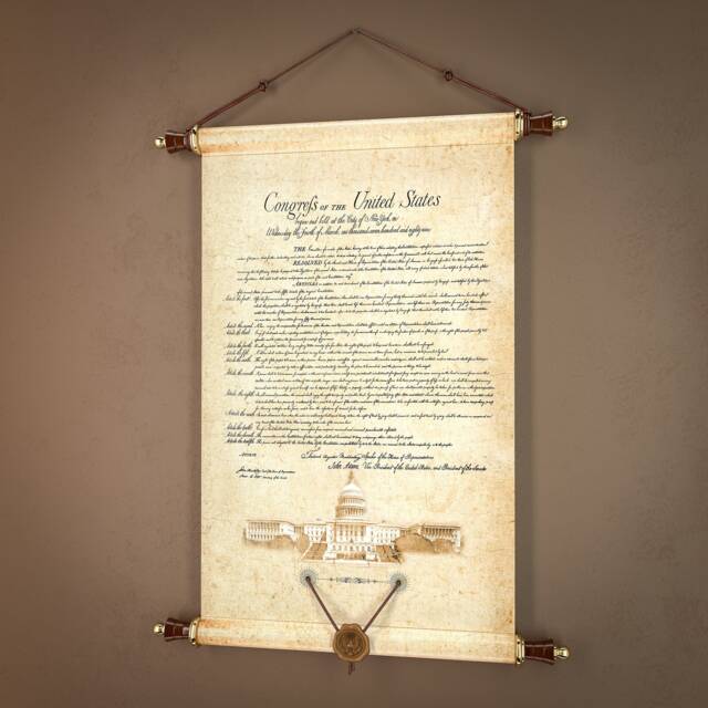 United States Bill Of Rights - Constitutional Document Canvas Wall D ...