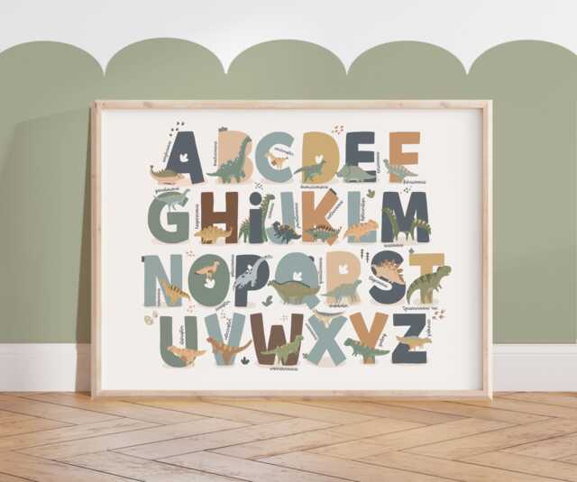 Dinosaur Alphabet Print Horizontal, Poster, Educational Playroom Prints ...