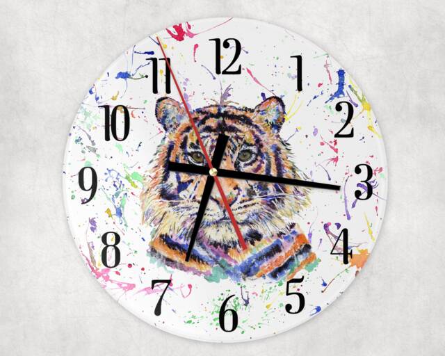 Tiger Splat Effect Glass Clock by Etsy | ufurnish.com