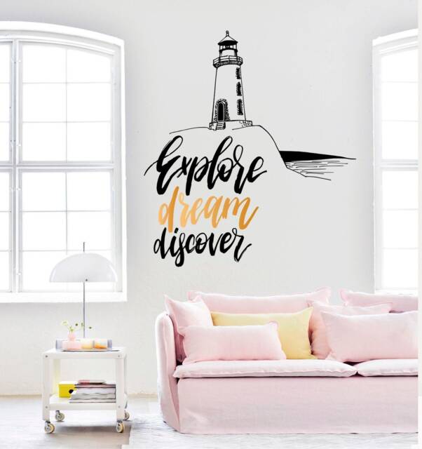 Lighthouse Wall Decal, Adventure Wall Decal, Travel Sticker, Explore ...