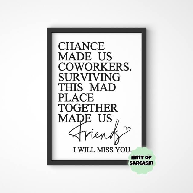 A4 Chance Made Us Coworkers Print Coworker Gift- Leaving Gift - Work ...