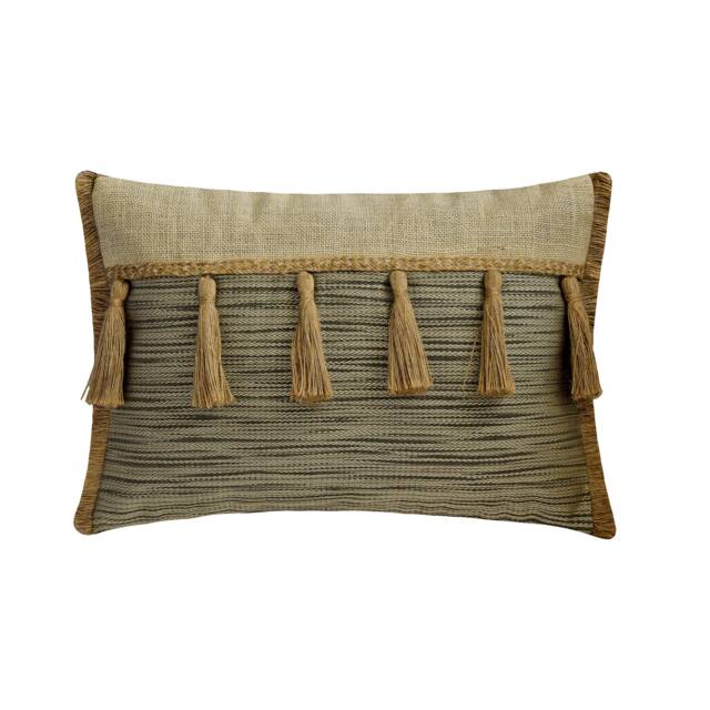 Decorative Oblong Cushion/Lumbar Pillow Cover Jacquard Jute Texture ...