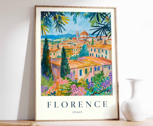 Florence Poster, Travel Print, Italy Wall Art, Italian Tropical Decor ...