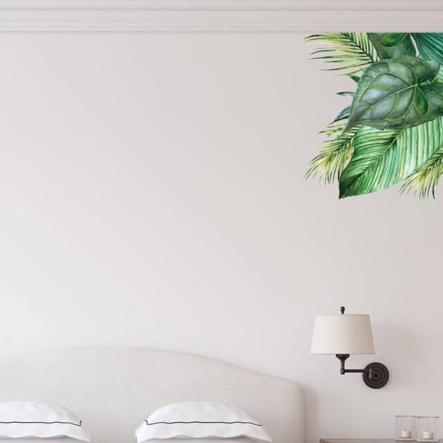 Small Tropical Leaves Wall Sticker. Flowers Home Decor. Alternative ...