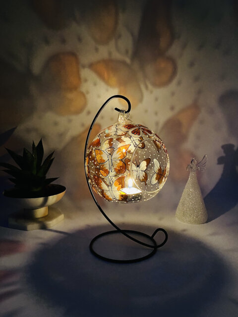 Hand Painted Butterfly Glass Candle Holder, Stain Hand Unique Gift Idea ...