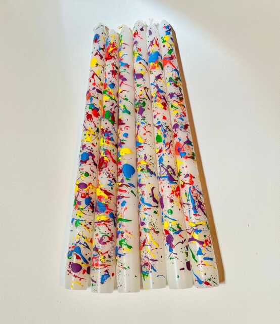 Hand-Painted Splatter Paint Taper Candles - Unique Modern Home Decor by ...