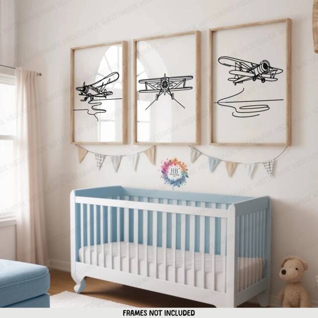 Minimal Vintage Airplane Print Set - 3 Posters - Boys Bedroom Artwork ...