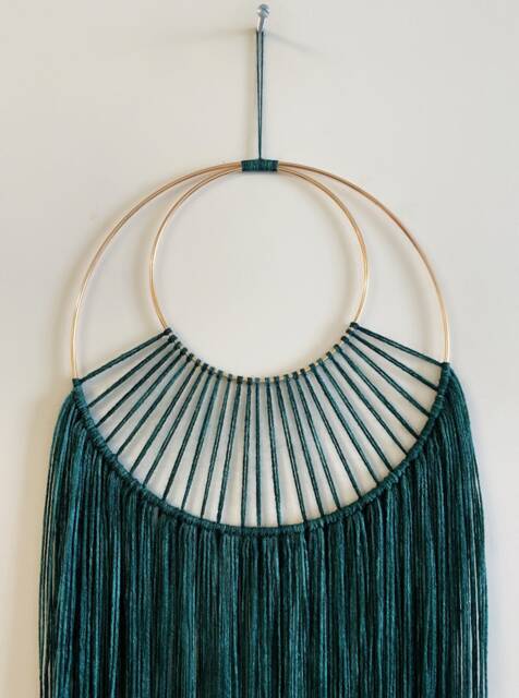 Emerald Green Yarn Hoop Wall Hanging/Macrame Dorm & Nursery Decor by ...