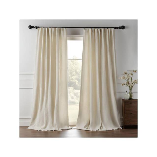 Extra Wide Thick Linen Curtains For Living Room, Heavy Drapery Panels ...