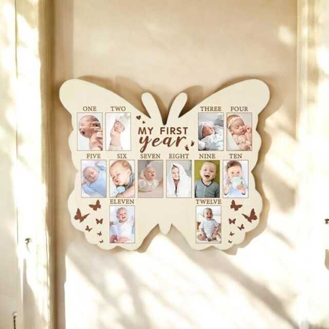 Personalized Baby Photo Frame, First Year Memory 12 Month Milestone ...