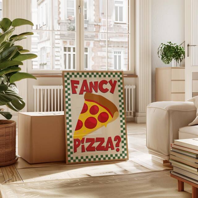 Pizza Print, Fancy Gift For Foodie, Lover Food Kitchen Wall Art, Pizzeria, Colourful Trendy ...