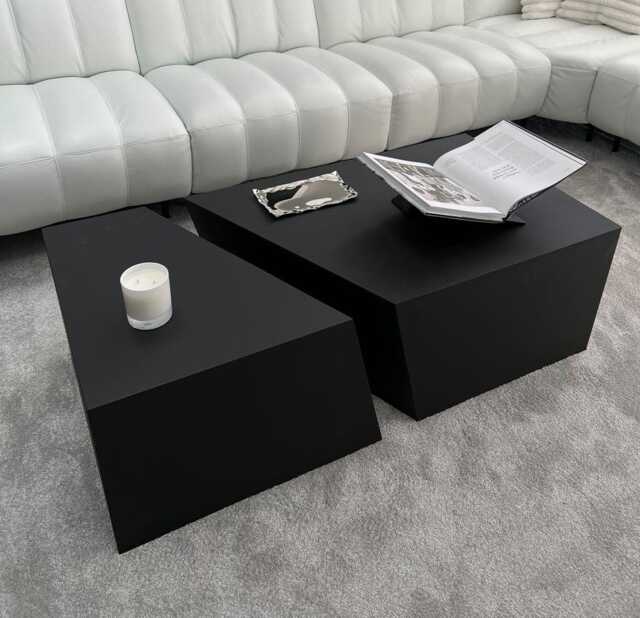 Luxury Split Coffee Table Matte Black Birch Wood Plinth Table by Etsy ...