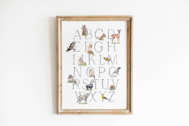 Woodland Animals - Alphabet Art Print Nursery Wall Decor Watercolor by ...