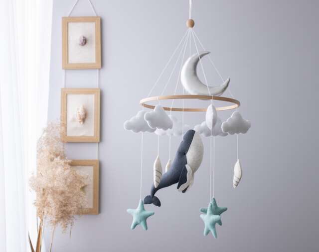 Whale Baby Mobile, Ocean Theme Nursery, Under The Sea Mobile, Felt ...