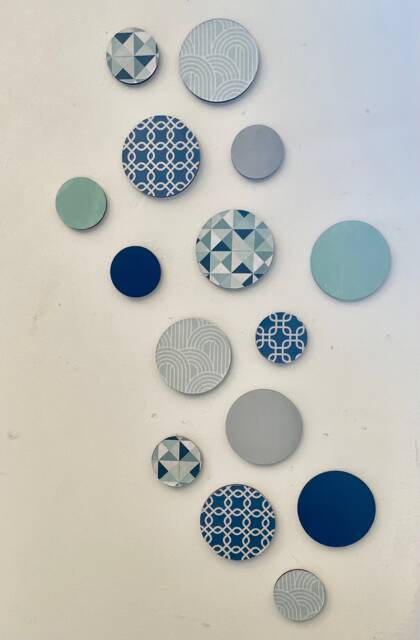 Blue Circle Wall Art, Blue Modern Geometric Circle Decor, Contemporary ...