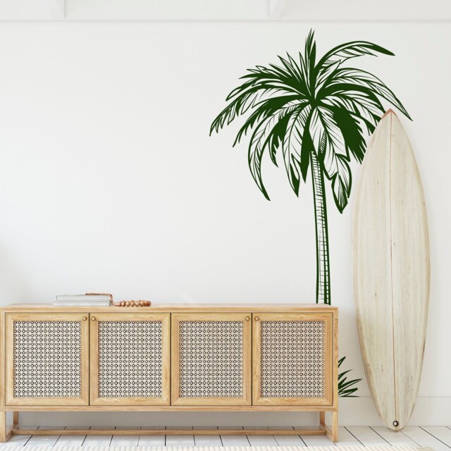 Palm Tree Wall Decal, Tropical Plants, Coastal Beach Decor, Modern ...