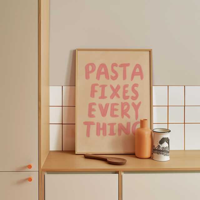 Pasta Fixes Everything Unframed Print - Kitchen Prints Wall Decor ...