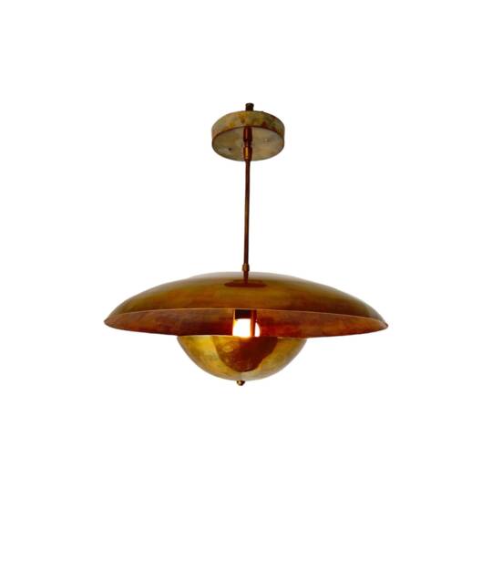 Vintage Hand Made Mid Century Ceiling Brass Flush Mount Fixture Pendant ...
