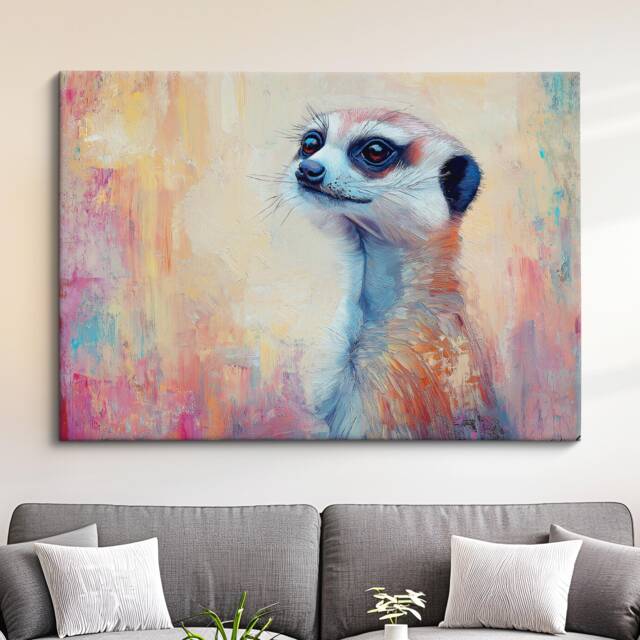 Meerkat Abstract Oil Painting Framed Print & Canvas Large Sizes Wall ...