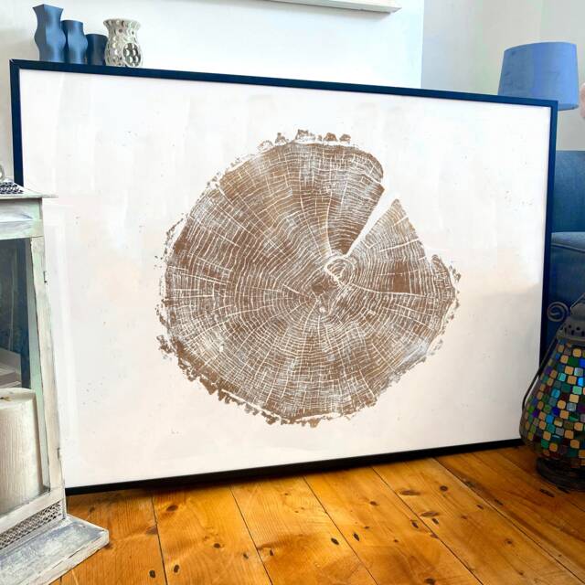 Willow Tree, Tree Ring Print, Gold & White Large Tree Ring Print, Stump ...