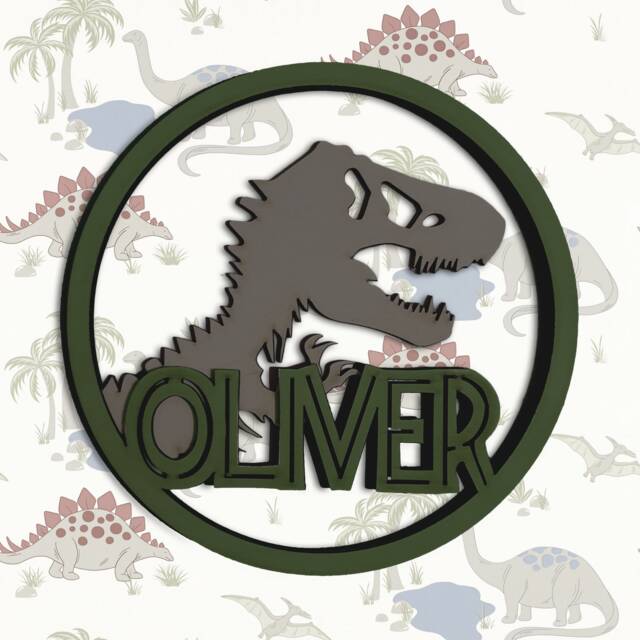 Personalised Wooden Dinosaur T-Rex Children's Door Sign, Wall Hanging ...