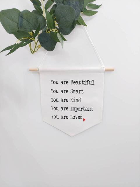 You Are Loved Banner - Inspirational Cute Wall Home Decor Sign ...