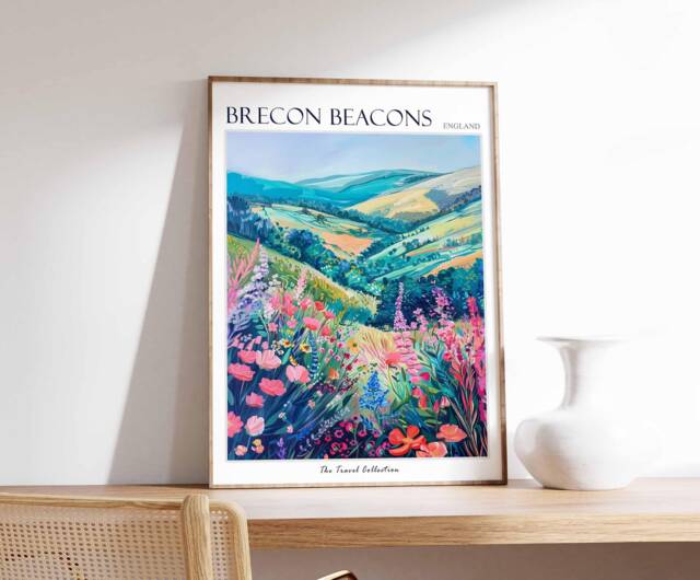 Brecon Beacons Travel Poster Welsh National Park Art Print by Etsy ...