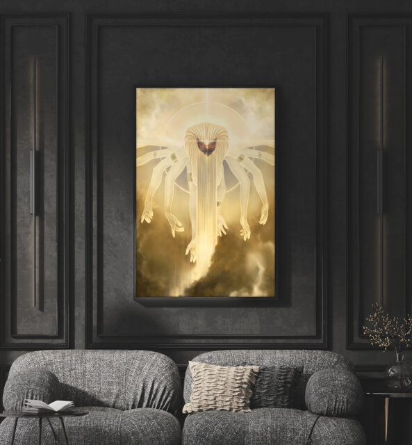 Aton [Art Print] Egyptian Mythology Painting - Sun God Disk Rays Of ...