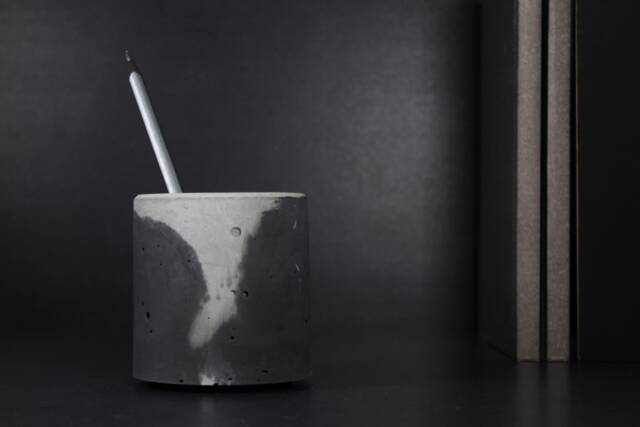 Flow Concrete Desc Pen Holder Dark Beton Organizer, Modern Industrial ...