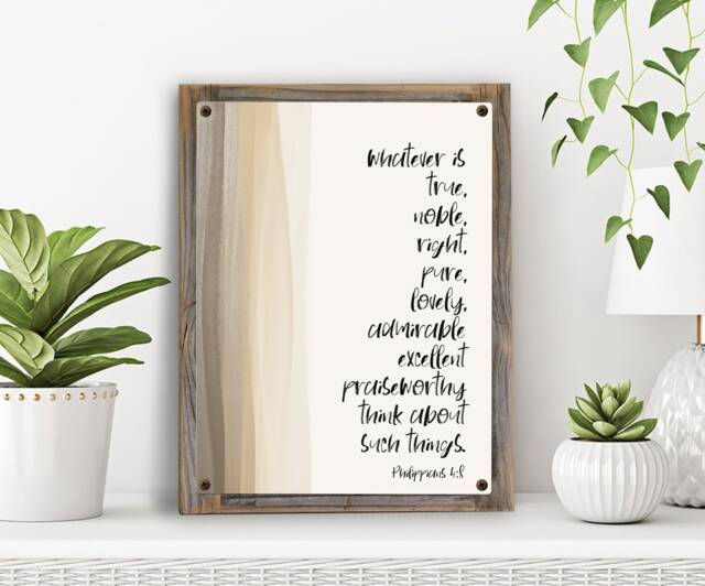 Whatever Is True Metal Print On Reclaimed Wood Frame-Philippians 48 ...
