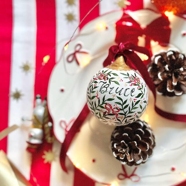 Hand Painted Personalised Christmas Bauble, First Baby Family Tree ...