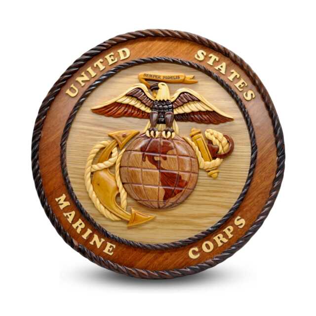 United States Marine Corps Wooden Emblem - Handmade Usmc Logo Veteran ...